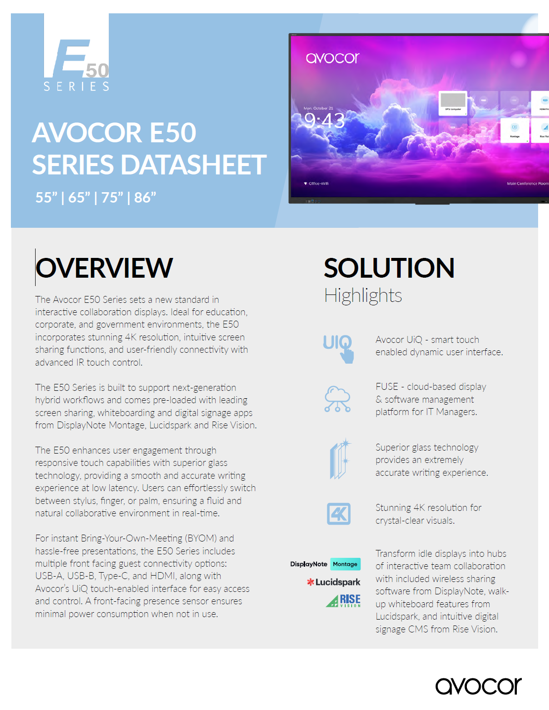 AVE-xx50 Datasheet – Avocor